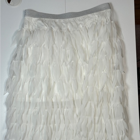 Gabby Isabella | Skirts | Gabby Isabella Feather Midi Skirt White Size ...
